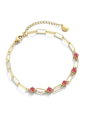 MINT & LILY Paperclip Bracelet With Gemstone Accents - July Ruby/7.5"